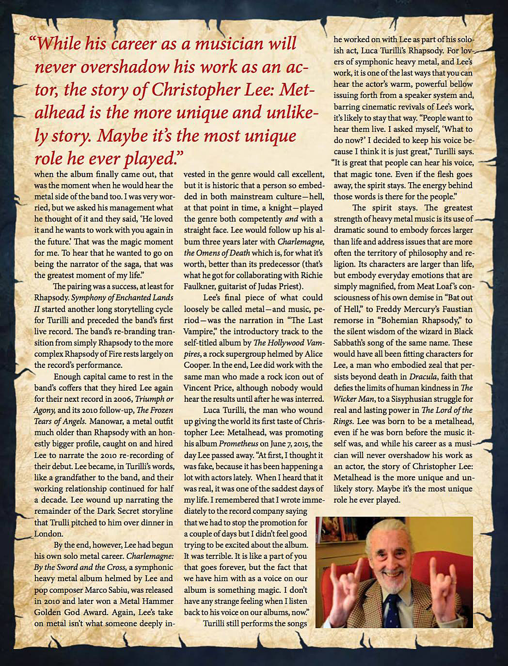 Christopher Lee, Metalhead